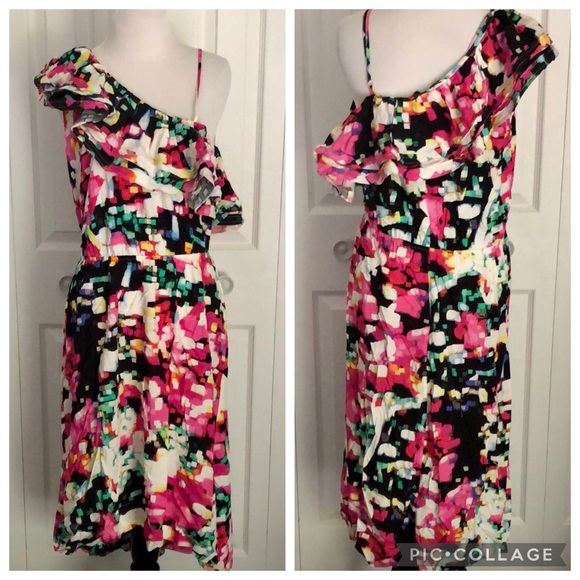 H&M | Dresses | Hm One Shoulder Watercolor Dress Size 2 | Poshmark